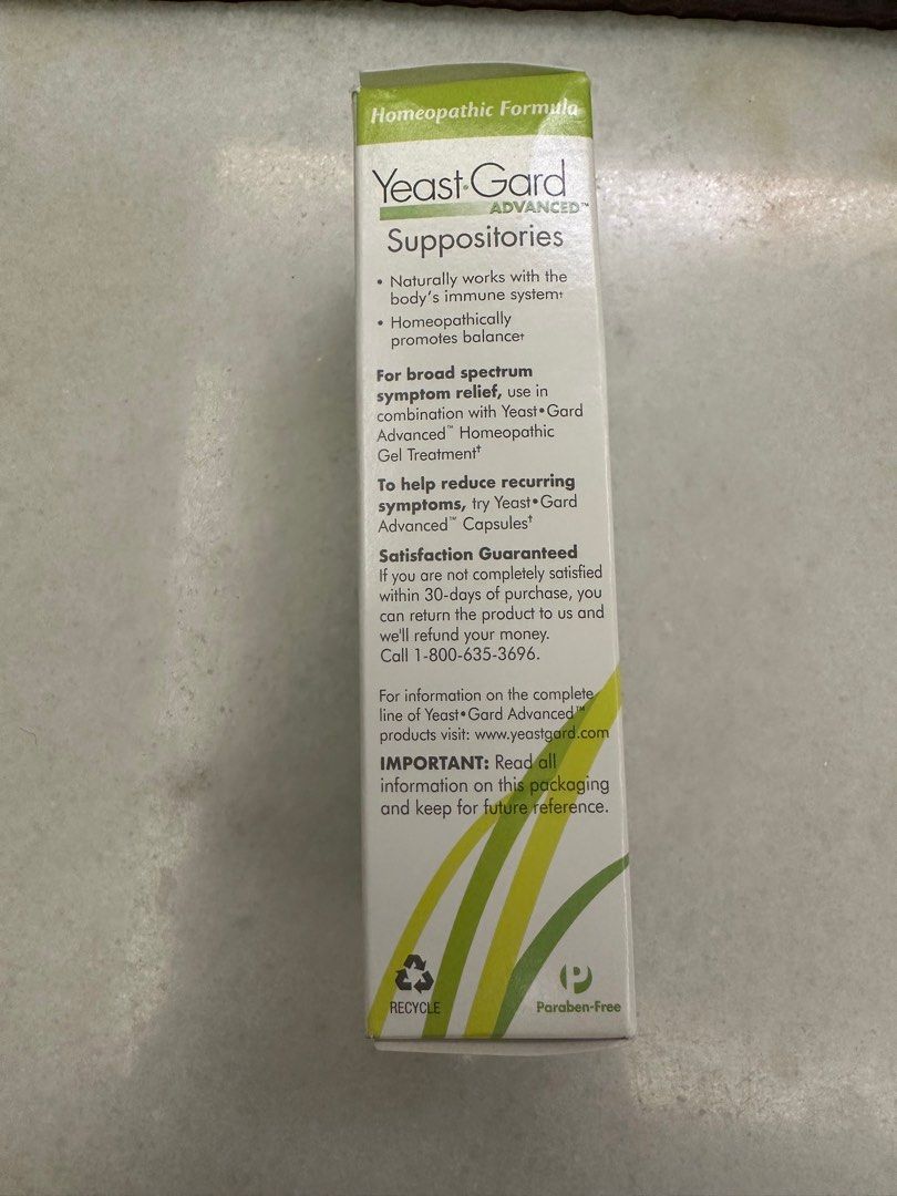 Yeast Guard Advanced Suppository For Vaginal Yeast Infection, Health ...