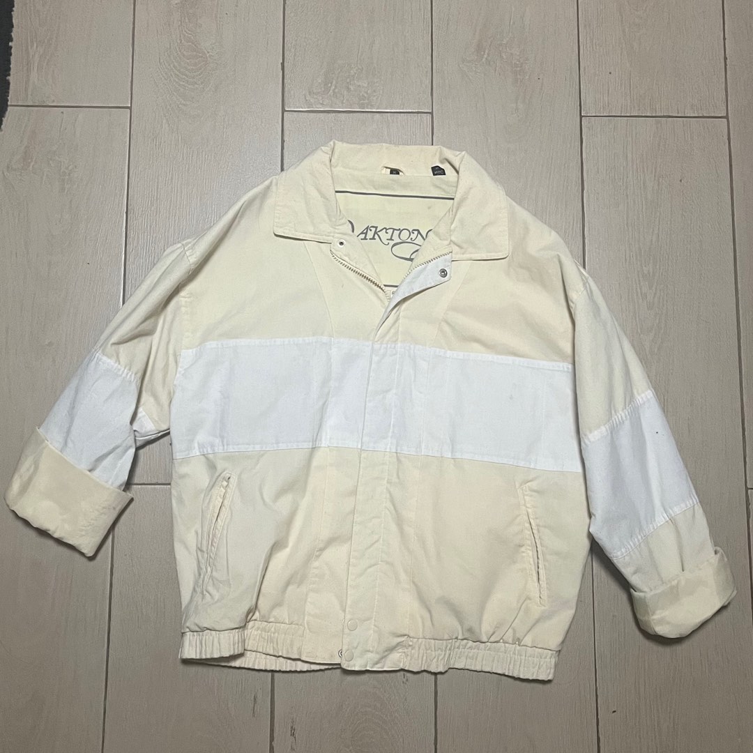 Yellow / White Color Blocking Jacket, Women's Fashion, Coats, Jackets ...