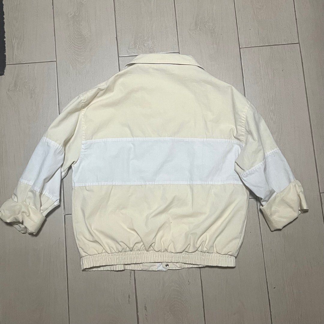 Yellow / White Color Blocking Jacket, Women's Fashion, Coats, Jackets ...