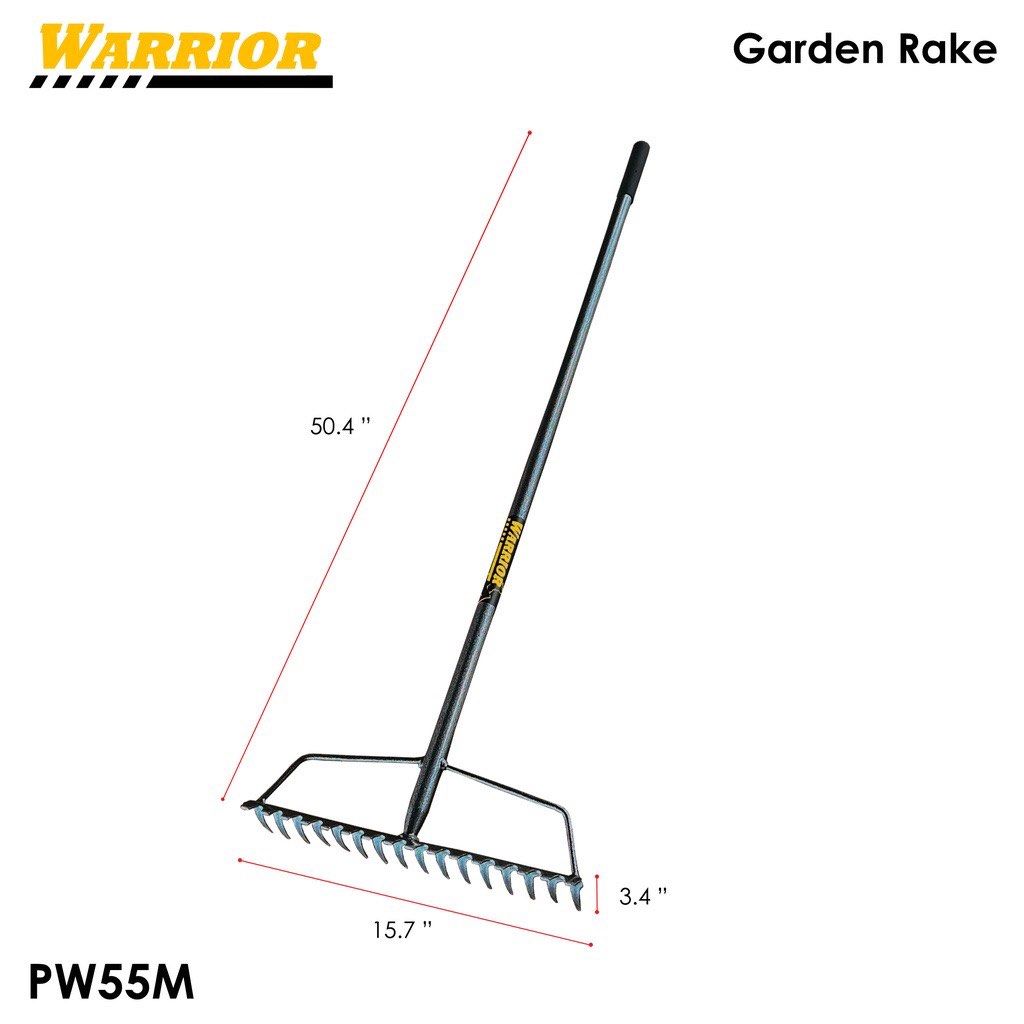 100% ALL METAL Garden Rake 16 Tines for Gardening 50-Inch Heavy Duty ...