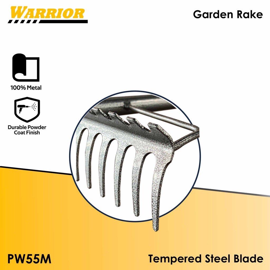 100% ALL METAL Garden Rake 16 Tines for Gardening 50-Inch Heavy Duty ...