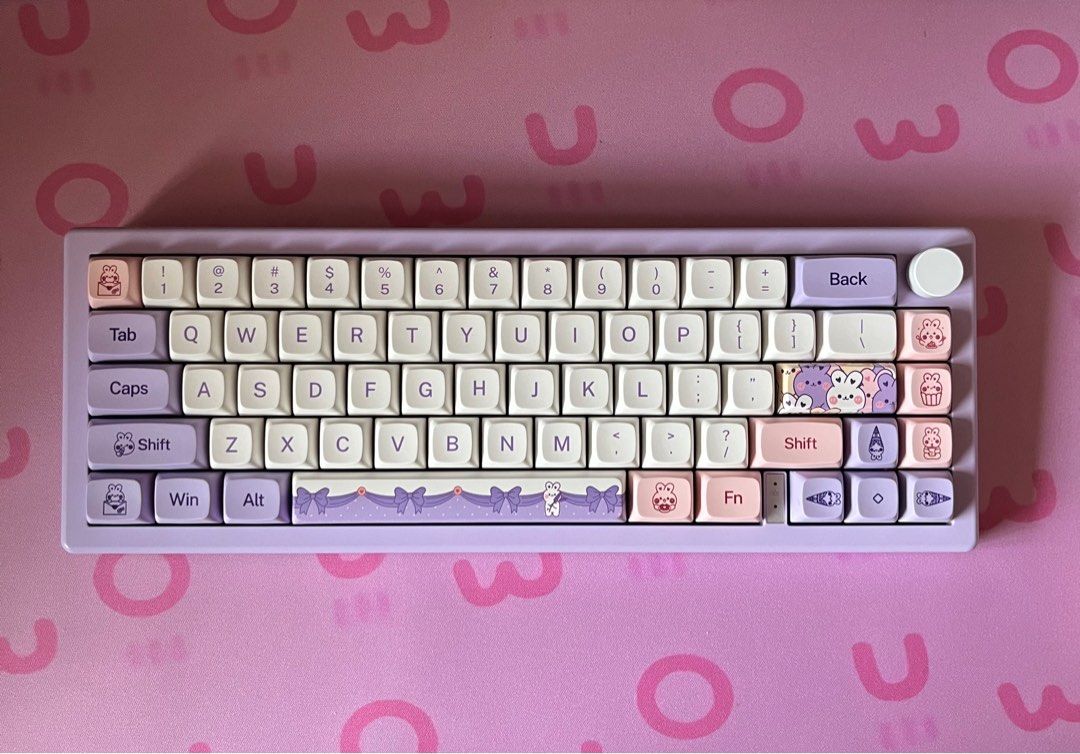 65% gmk67 fully built custom mechanical keyboard purple lavender lilac ...