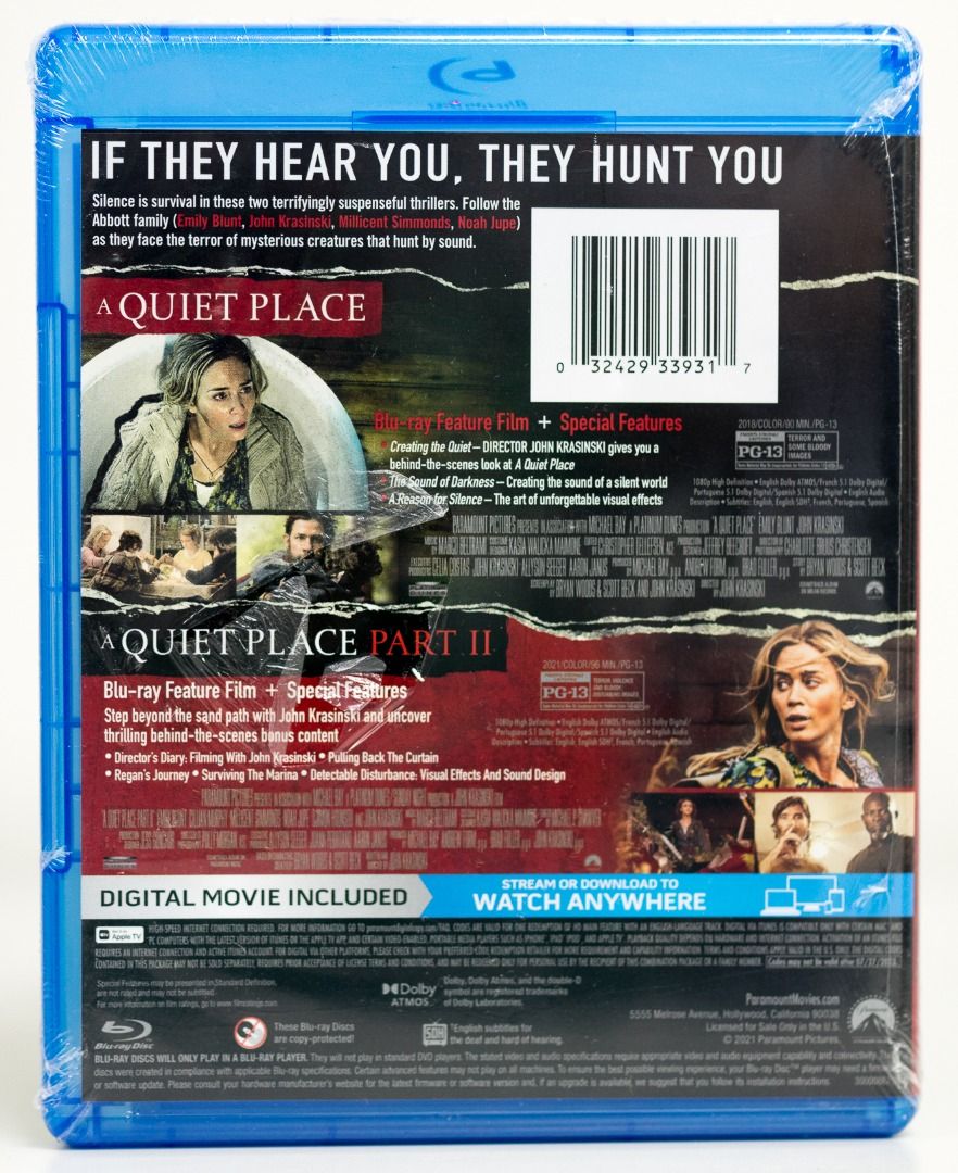 A Quiet Place 2-Movie Collection Blu-ray, Hobbies & Toys, Music & Media ...