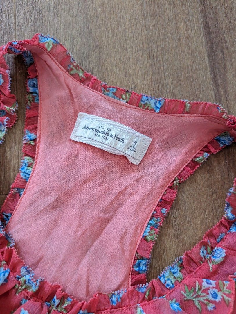 Abercrombie Fitch A&F drop waist ruffle mini sun dress, Women's Fashion ...