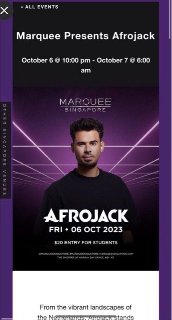 Afrojck on 6th Oct Marquee, Tickets & Vouchers, Event Tickets on Carousell