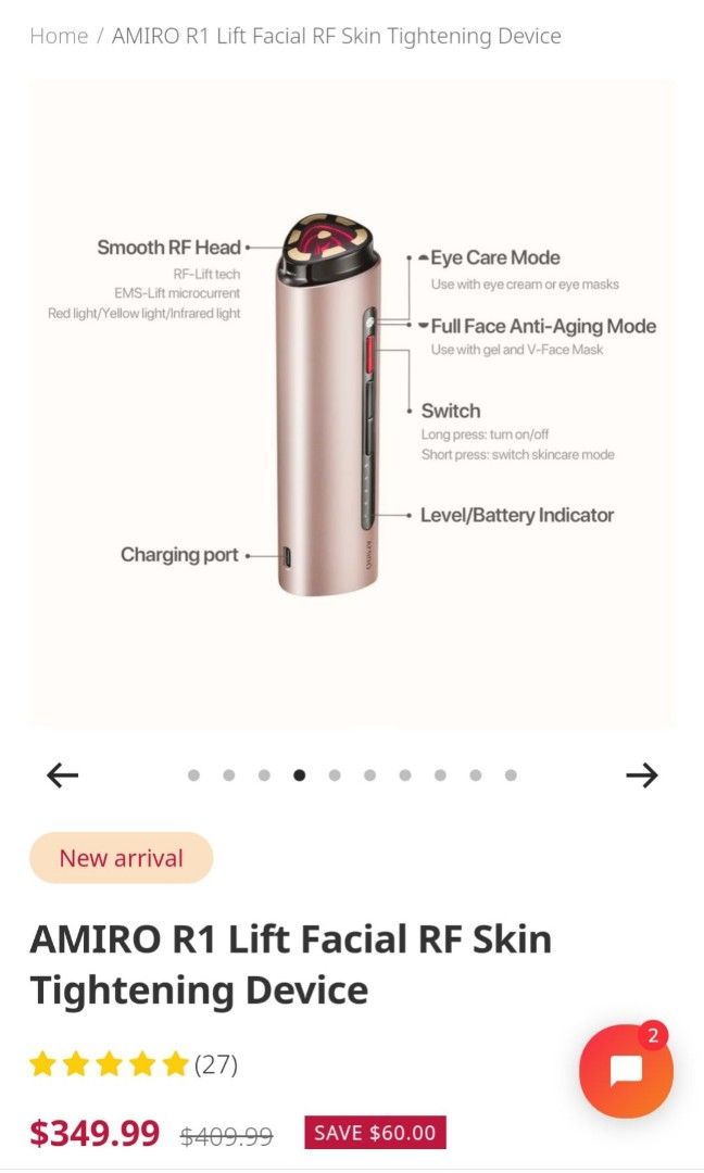 AMIRO R1 Lift Facial RF Skin Tightening Device, Beauty & Personal Care, Face, Face Care on Carousell