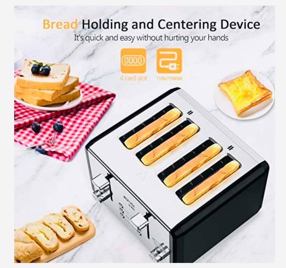 Aucma by Mic 4 slice stainless steel Toaster KST023GE, TV & Home ...