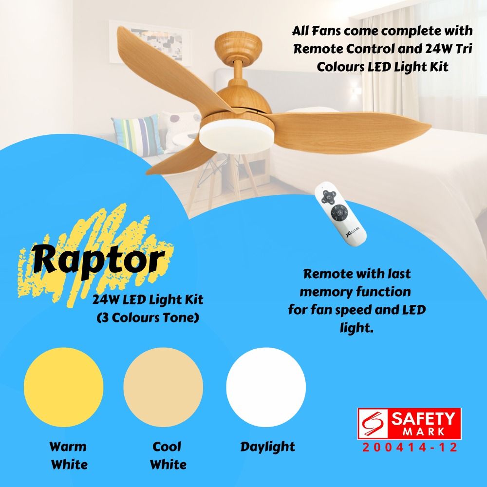 Bestar Raptor Ceiling Fan ATR, Furniture & Home Living, Lighting & Fans ...
