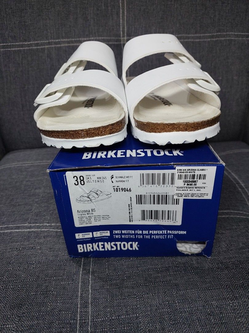 Birkenstock Arizona Triple White, Women's Fashion, Footwear, Slippers ...