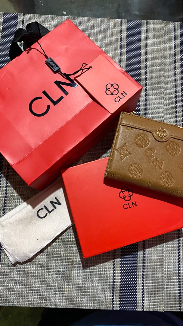 Celine Thara Wallet (Debossed Monogram in Tan), Women's Fashion, Bags ...