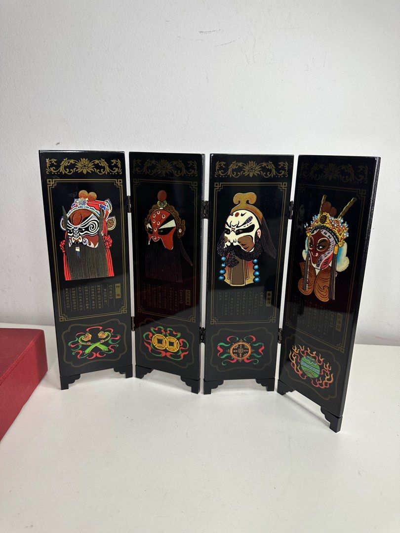 Chinese opera faces screen in lacquer paint, Furniture & Home Living ...