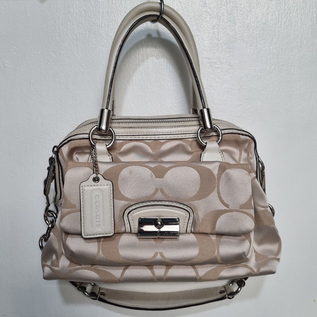 Coach beige signature canvas and leather buckle satchel, Luxury, Bags ...