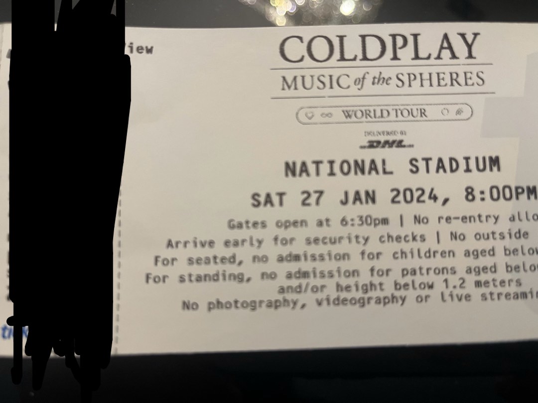 COLDPLAY concert ticket 27Jan24 Sat, 8pm 1 ticket , Tickets & Vouchers ...