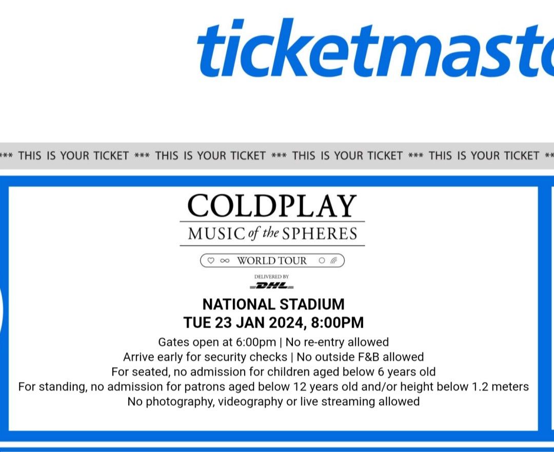 Coldplay: Music of the Spheres World Tour General Standing Ticket ...