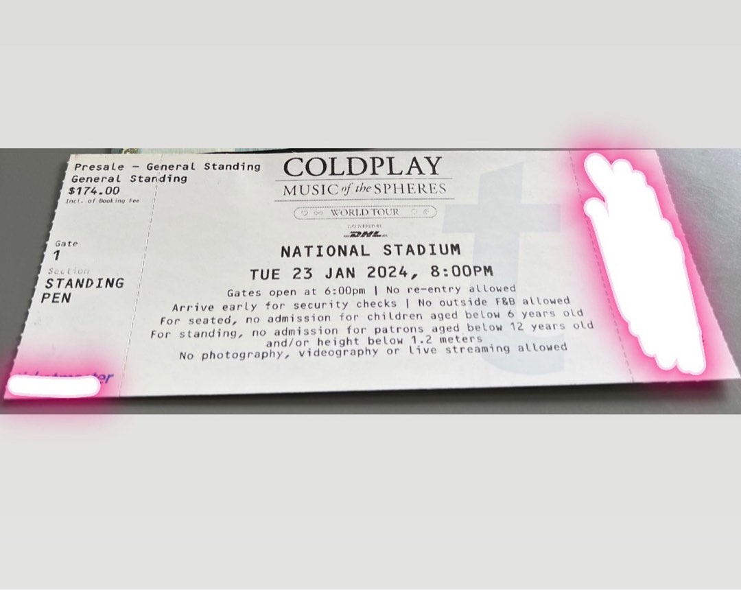 Coldplay physical ticket, Tickets & Vouchers, Event Tickets on Carousell