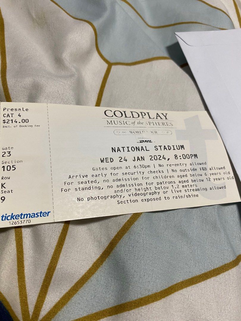 Coldplay ticket, Tickets & Vouchers, Event Tickets on Carousell