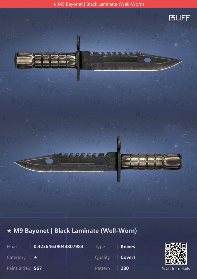 CS2 csgo m9 bayonet black laminate, Video Gaming, Gaming Accessories, In-Game Products on Carousell