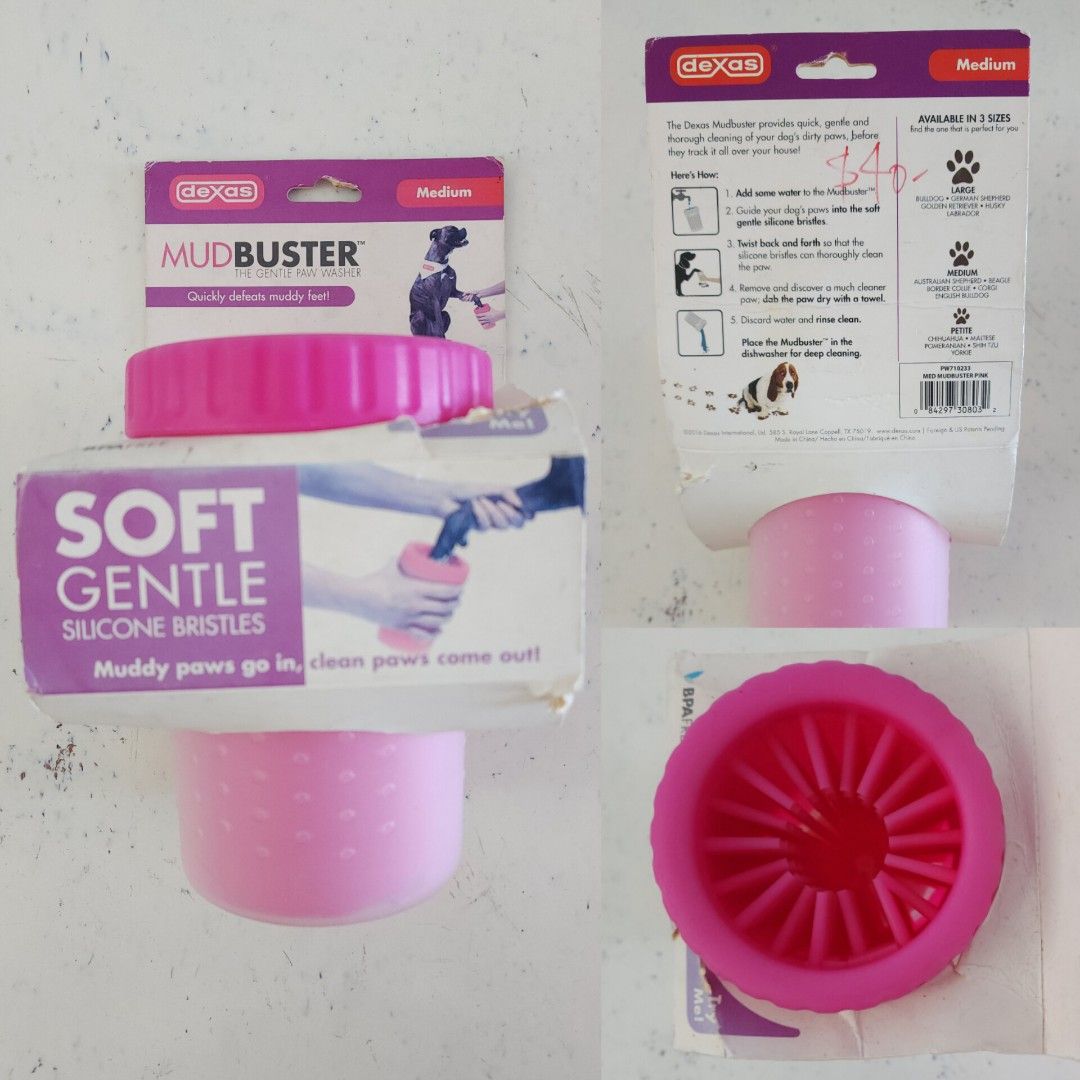 Dexas BN sealed Mud Buster Soft Gentle Silicone Pink Bristles Medium ...