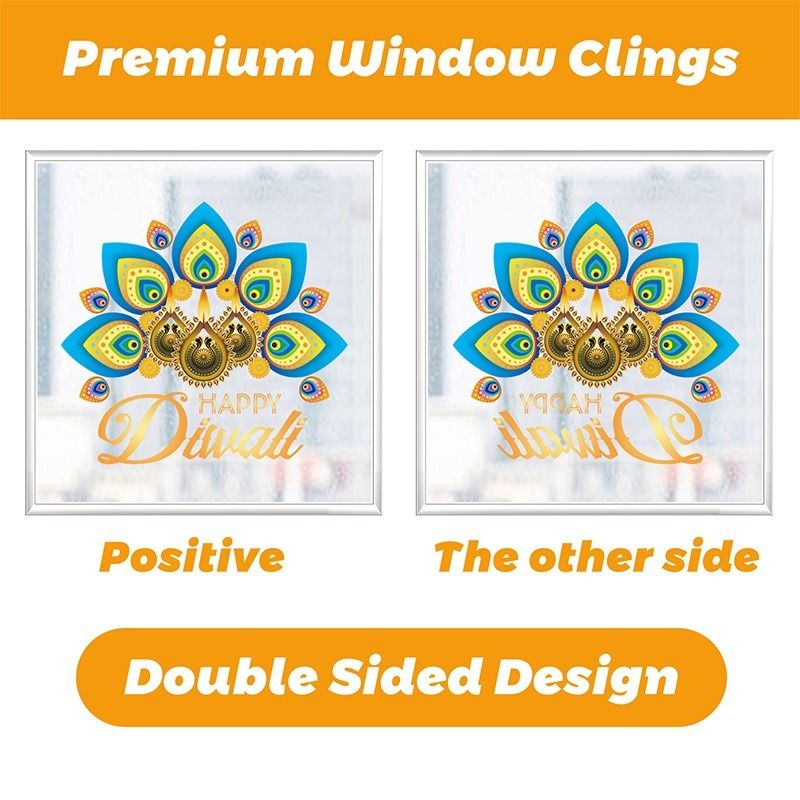 Diwali Glass Window Decals Deepavali Window Clings Stickers Static ...