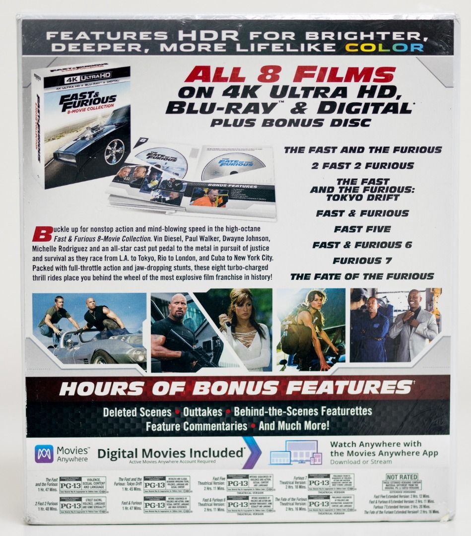 Fast & Furious 8-Movie Collection 4K Blu-ray, Hobbies & Toys, Music ...