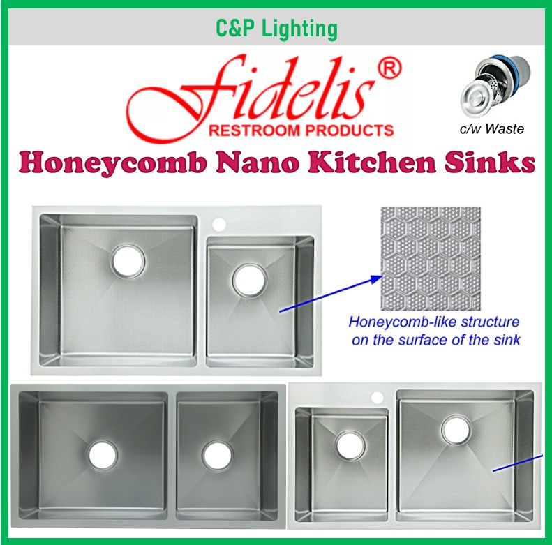 Fidelis Honeycomb Nano Stainless Steel Double Bowl Top / Undermount ...