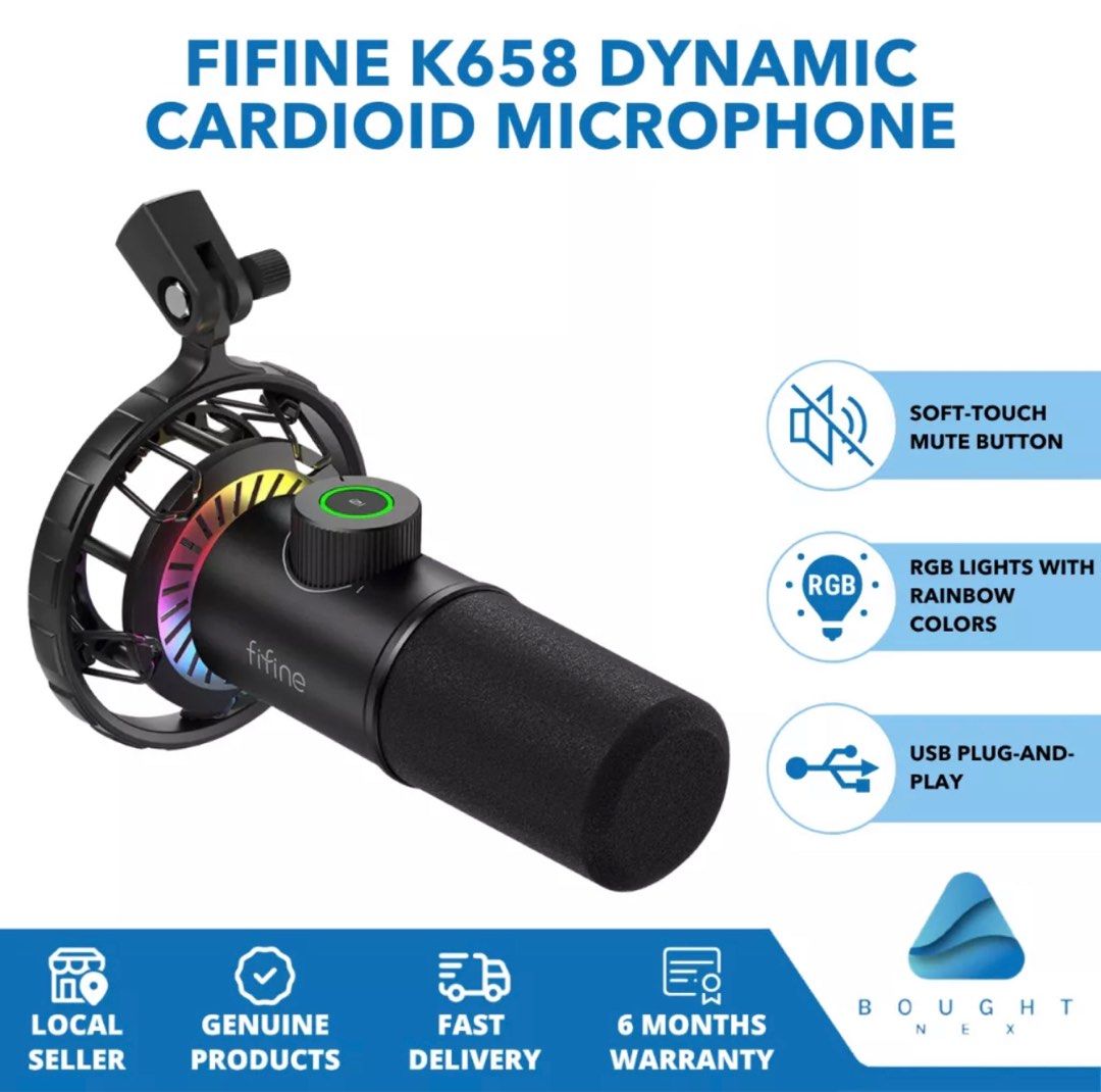 Fifine RGB microphone, Audio, Microphones on Carousell