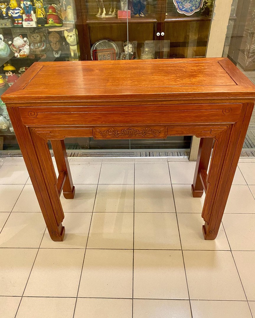 Fully-Restored Extremely-Heavy Single-Drawer Merbau-Wood Console Table ...