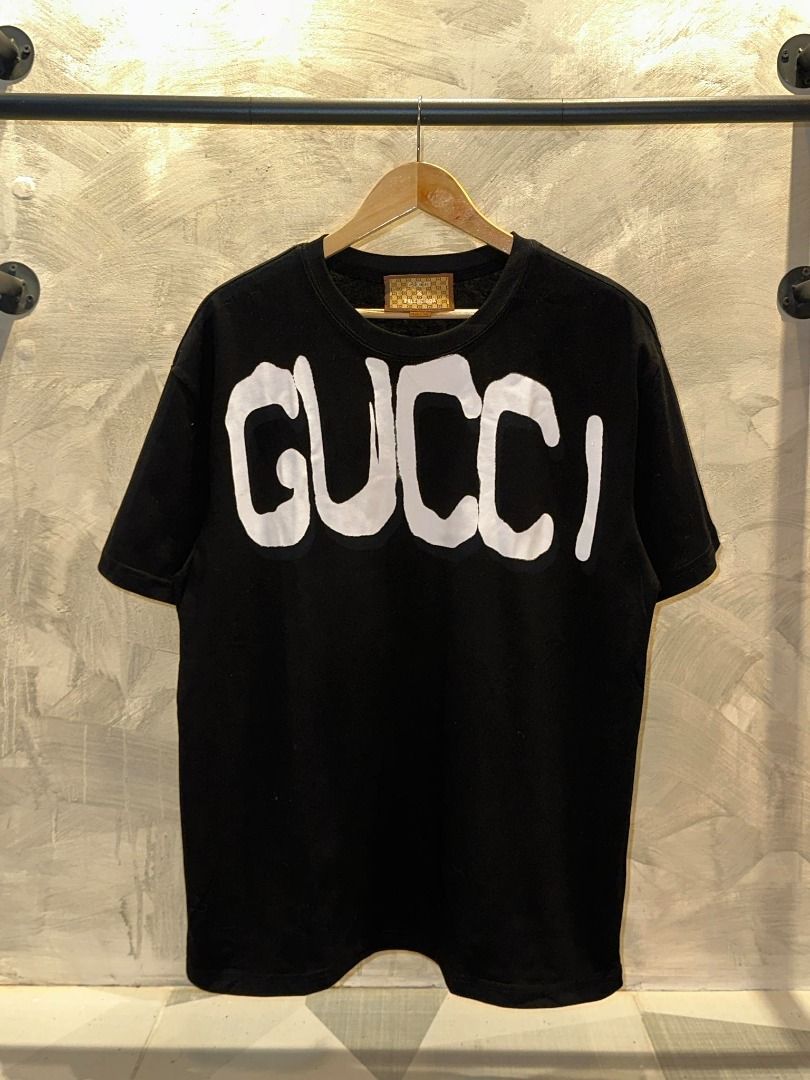 GUCCI X BALENCIAGA SPRAY PAINT SHIRT IN BLACK, Luxury, Apparel on Carousell