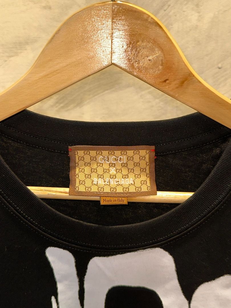 GUCCI X BALENCIAGA SPRAY PAINT SHIRT IN BLACK, Luxury, Apparel on Carousell