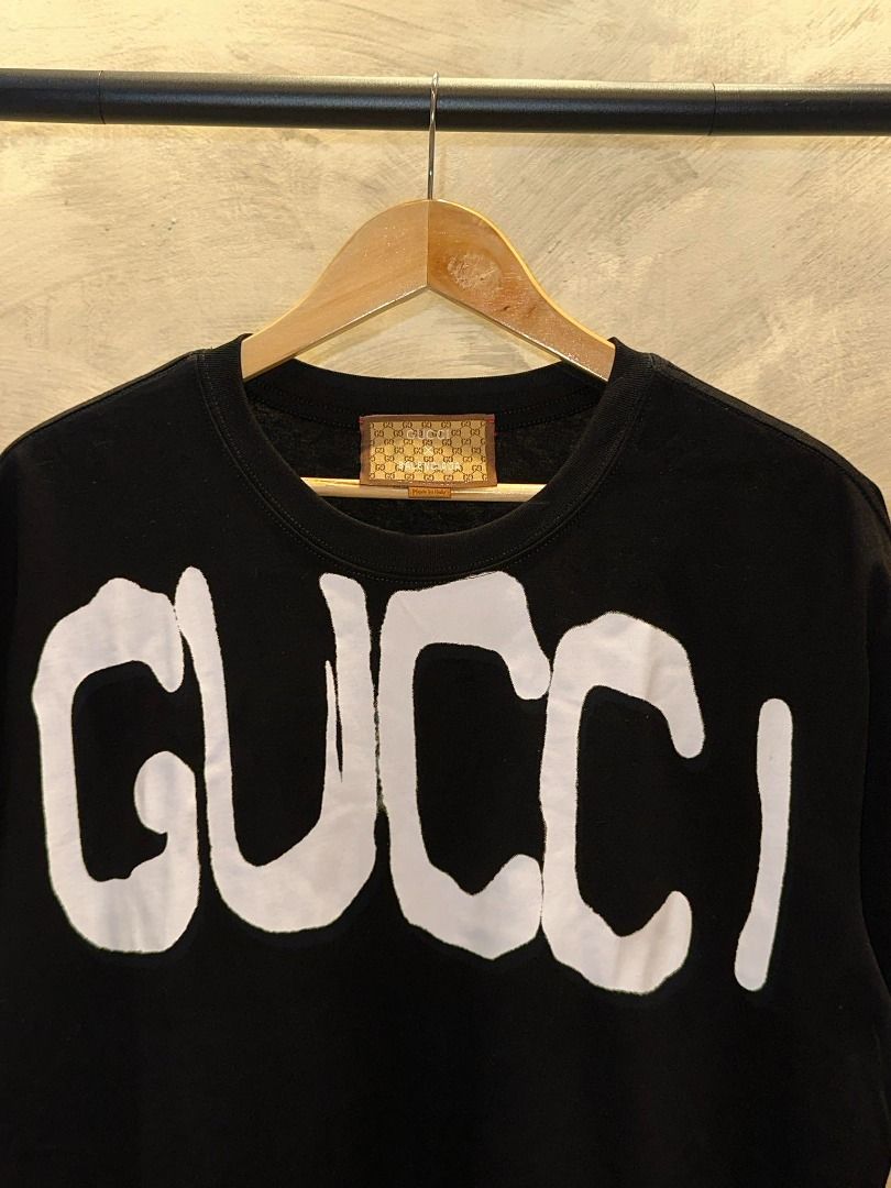 GUCCI X BALENCIAGA SPRAY PAINT SHIRT IN BLACK, Luxury, Apparel on Carousell