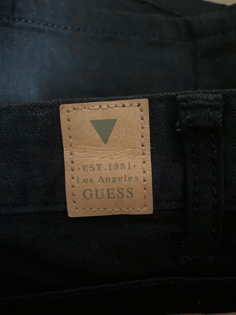 Guess Jeans Logo Black Denim Shorts Original, Women's Fashion, Bottoms ...