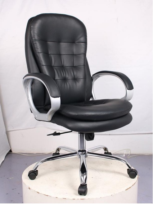 HIGH BACK LEATHER EXECUTIVE CHAIR PVC PADDED ARM CHROME BASE OFFICE ...