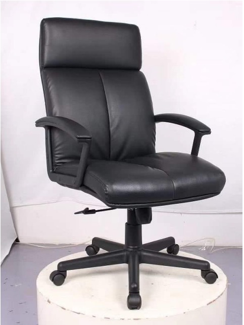 HIGH BACK LEATHER EXECUTIVE CHAIR PVC PADDED ARM NYLON BASE OFFICE ...