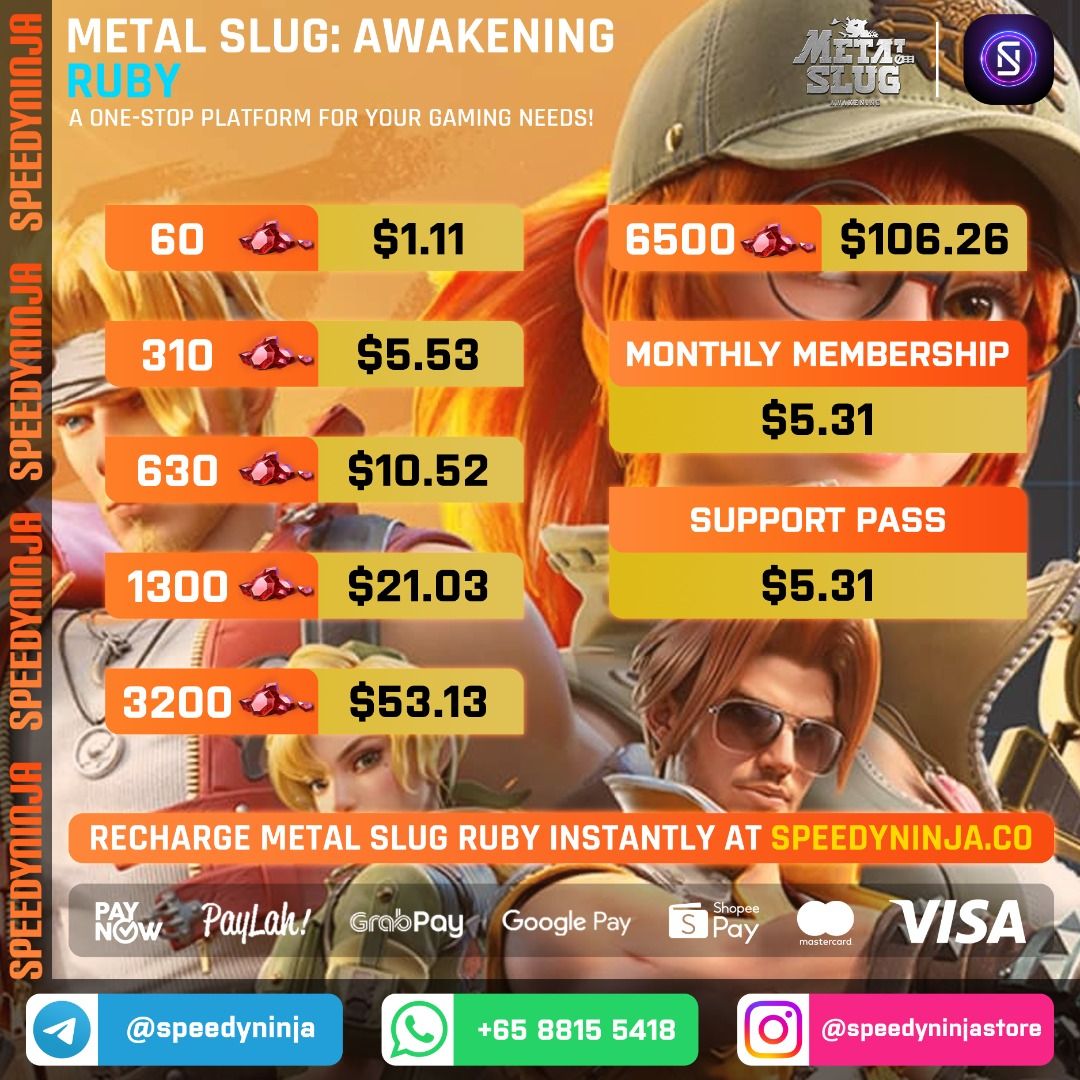 [INSTANT | NO LOGIN] Metal Slug: Awakening Ruby Top-Up | Recharge Metal Slug Ruby | Metal Slug ...