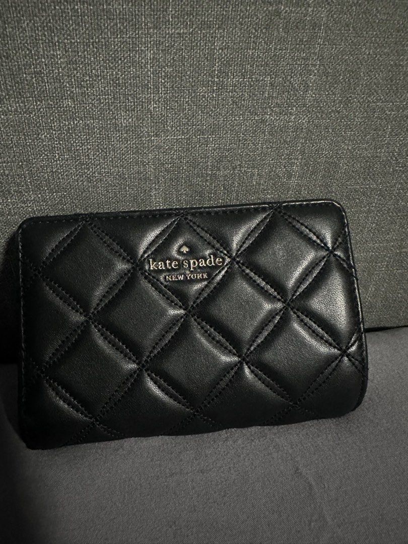 Kate Spade Black Natalia Medium Compact Bifold Wallet, Luxury, Bags & Wallets on Carousell