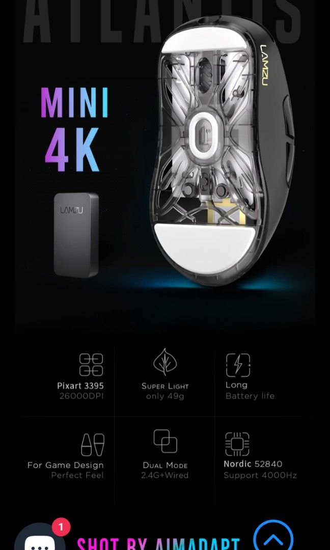 Lamzu mini 4k wireless, Computers & Tech, Parts & Accessories, Mouse ...