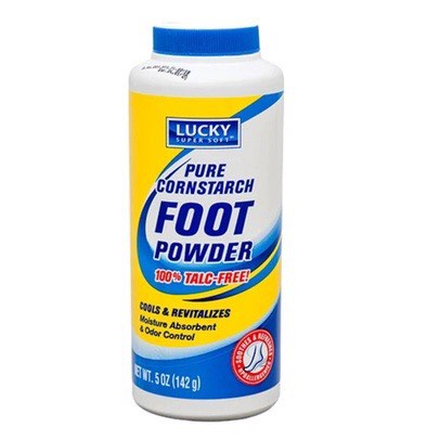 Lucky Super Soft Pure Cornstarch Foot Powder, 100% Talc - Free 142g ...
