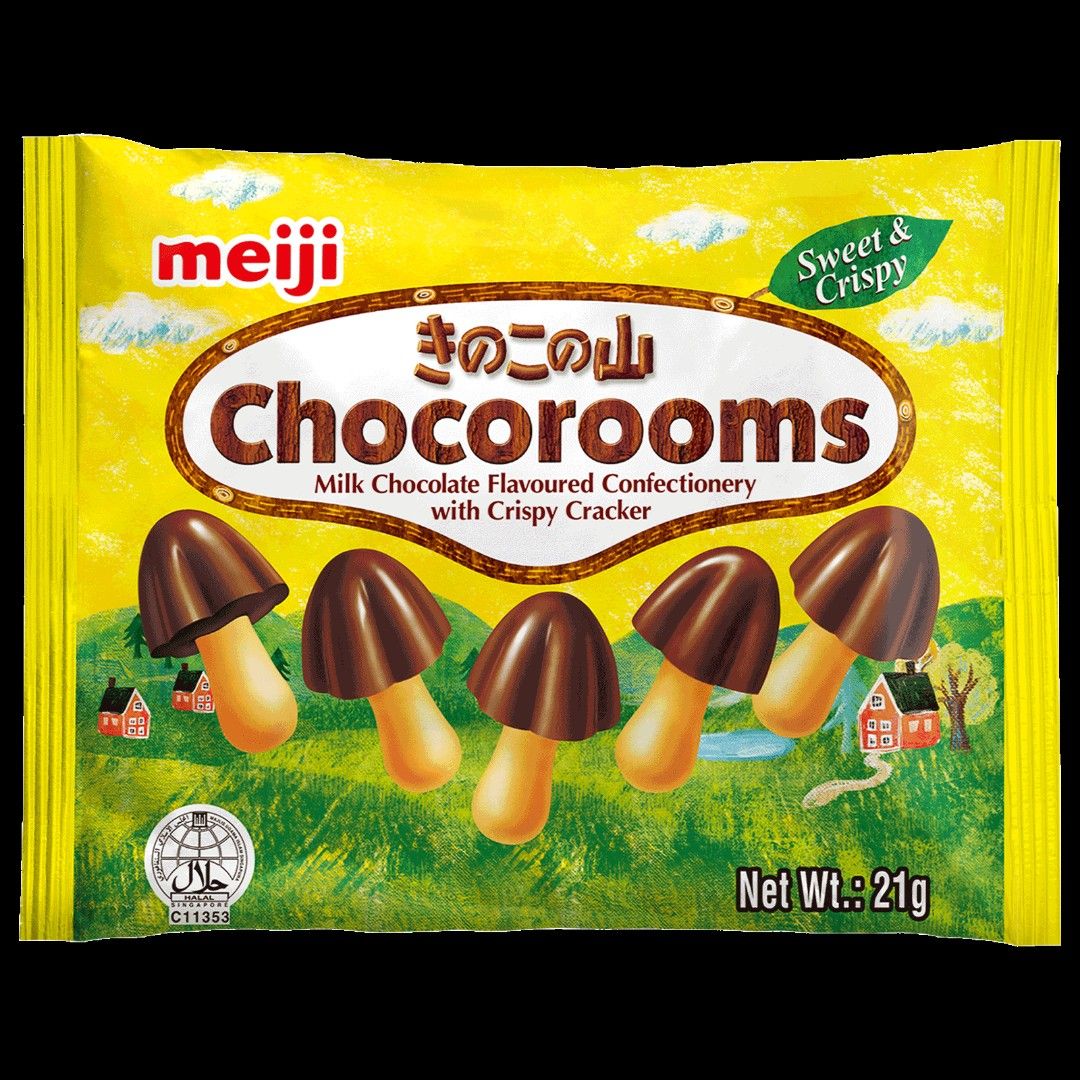 Meiji chocorooms chocolate mushroom biscuits japanese snacks tidbits Japan chocolate coated ...