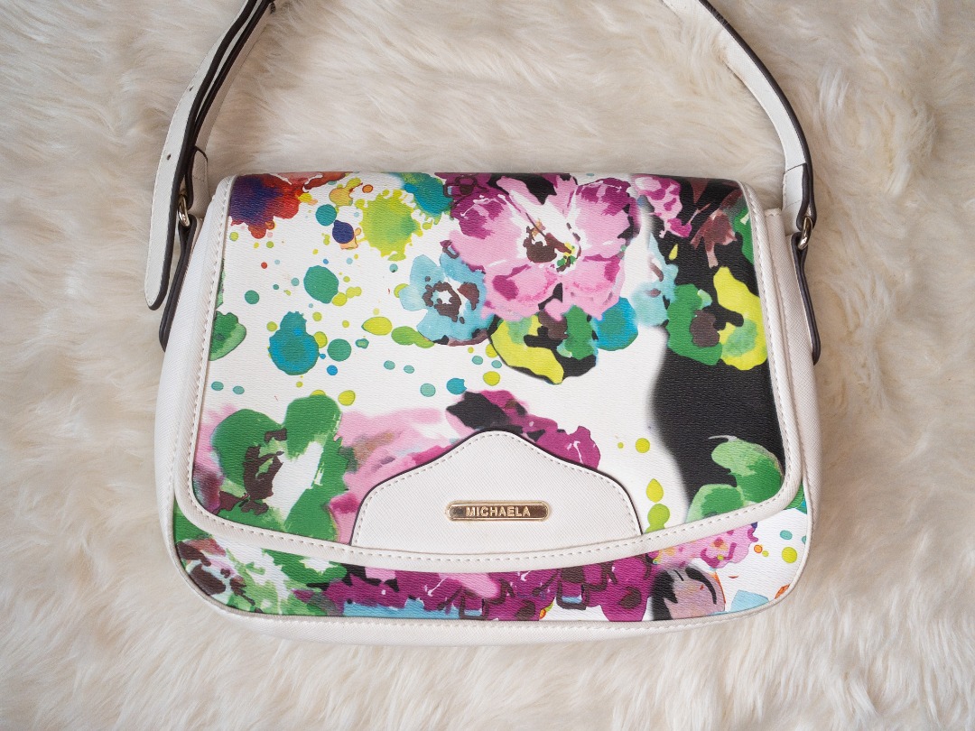 Michaela white floral shoulder bag, Women's Fashion, Bags & Wallets ...