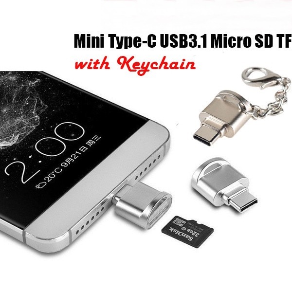 Mini Type-C USB3.1 Micro SD TF Memory Card Reader OTG Adapter for MB Phone, Mobile Phones ...