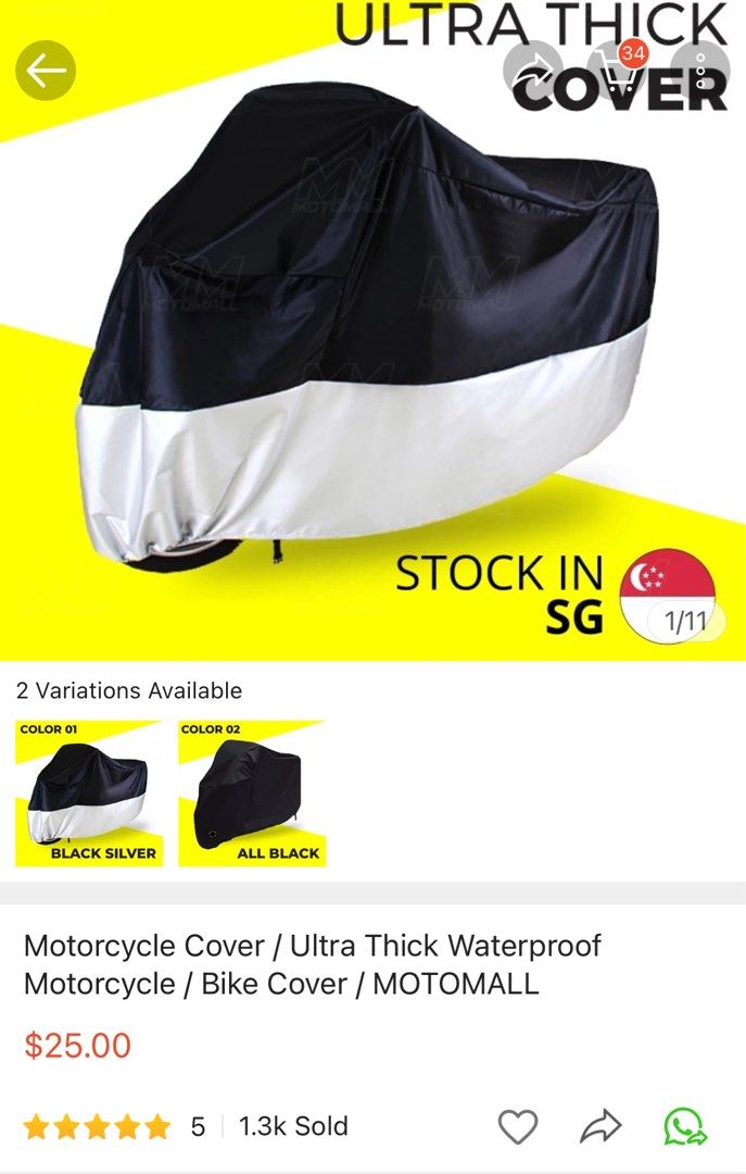 Motorcycle Super Thick All Black Cover, Motorcycles, Motorcycle ...