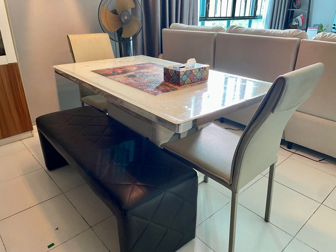Moving out - Dining table with chairs and stool, Furniture & Home ...