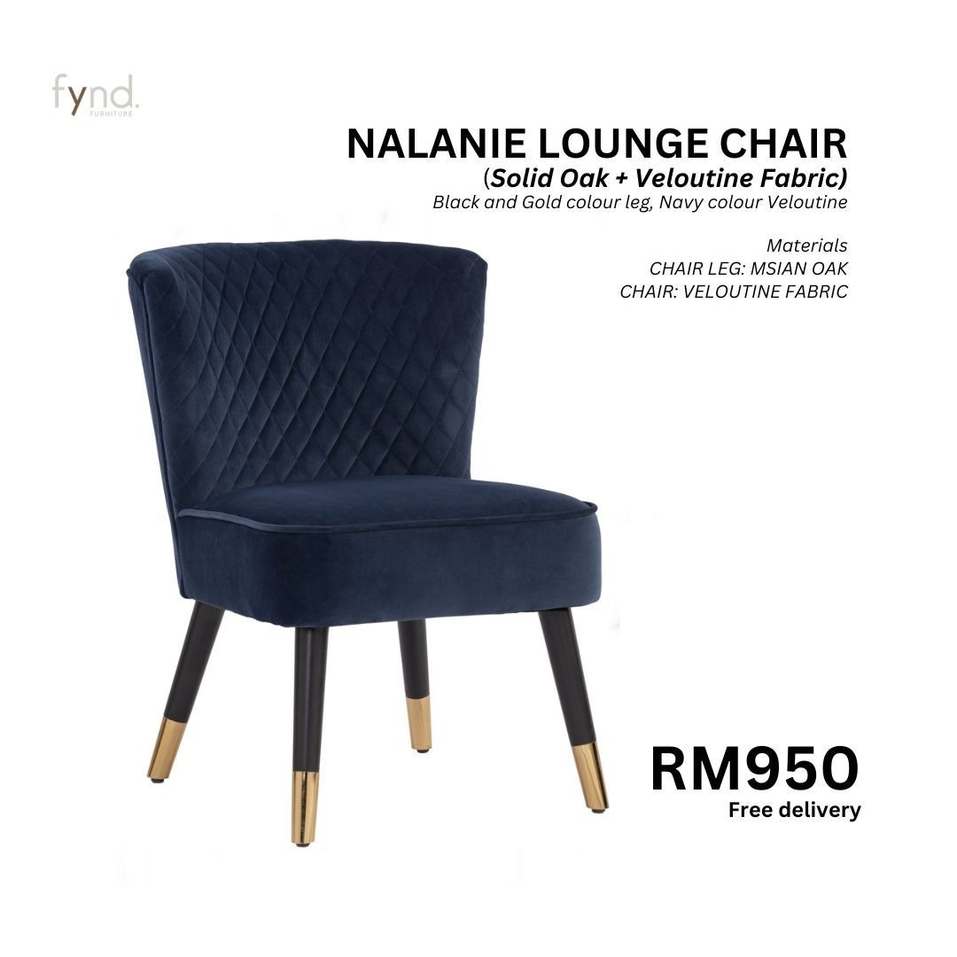 NALANIE Lounge Chair (Solid Oak + Veloutine Fabric) - Free delivery ...