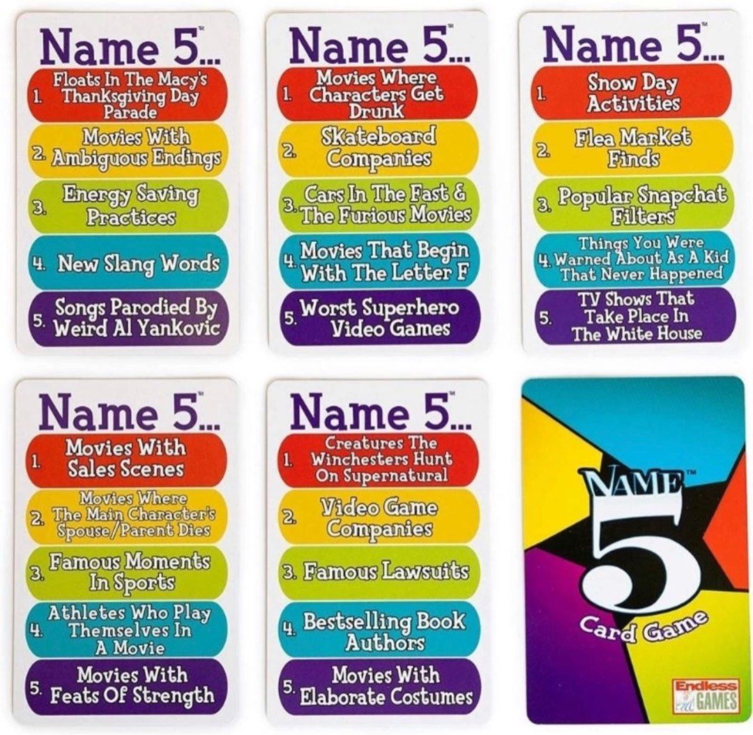 Name 5 - Card games, Hobbies & Toys, Toys & Games on Carousell