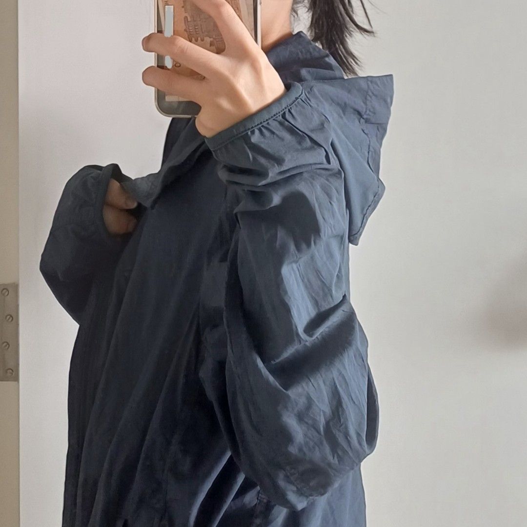 Navy blue Uniqlo Jacket, Women's Fashion, Coats, Jackets and Outerwear ...