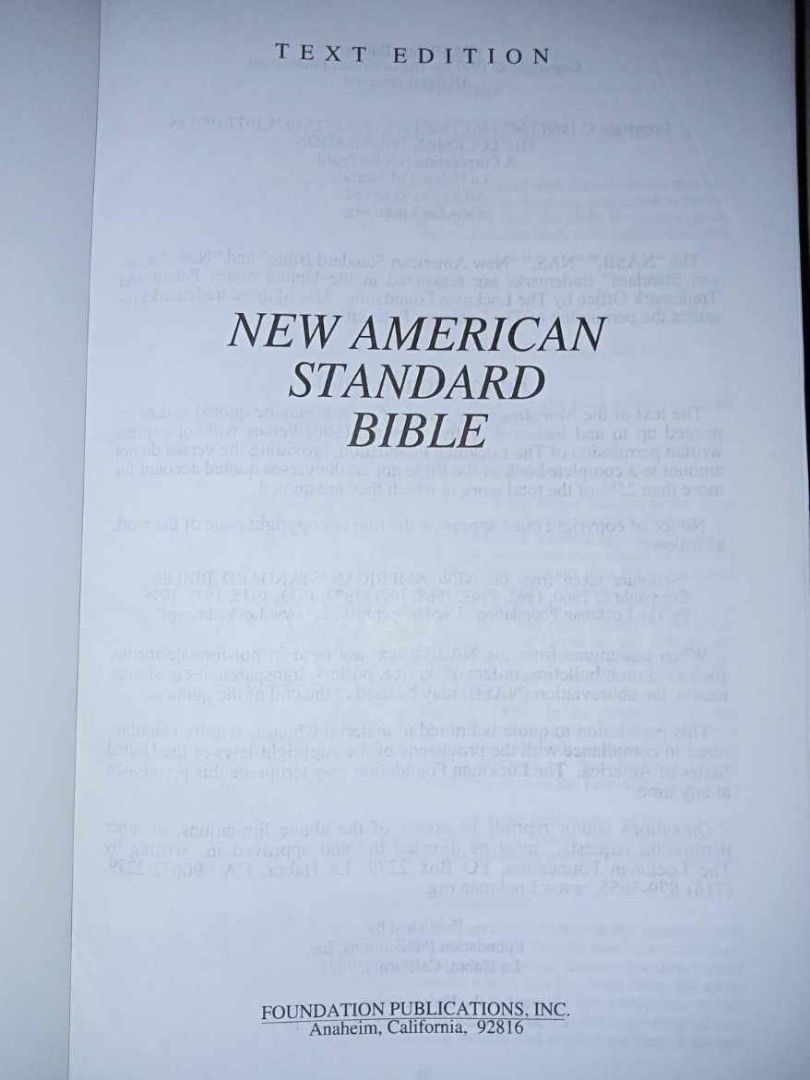 New American Standard Bible Version, Hobbies & Toys, Books & Magazines ...