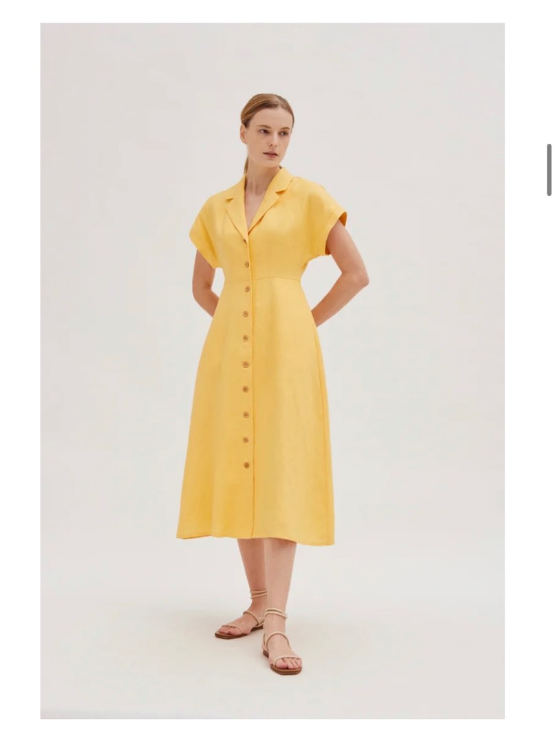 OSN Our Second Nature Classic Linen Collared Dress, Women's Fashion ...