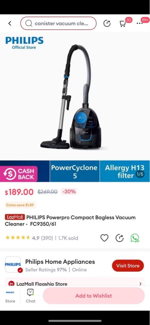 Philips power pro Compact (Power cyclone Technology 5), TV & Home ...