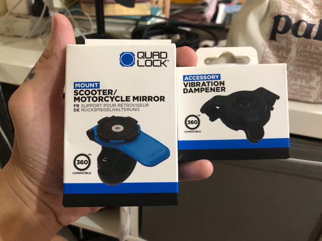 QUADLOCK Mirror Mount with Vibration Dampener, Motorbikes, Motorbike Parts & Accessories ...