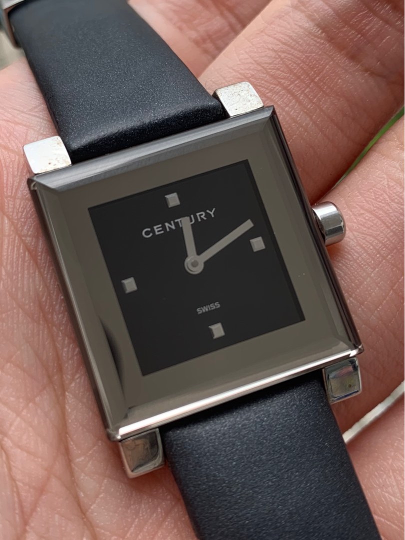 (Rare) Century watch square case with mirror sides black dial, Women's ...